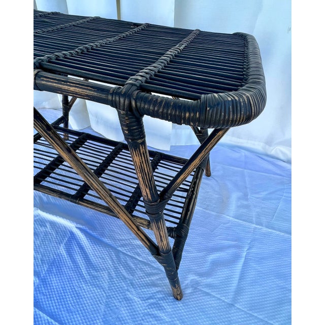 Vintage Newly Painted Distressed Black Bamboo and Pencil Reed Coffee ...