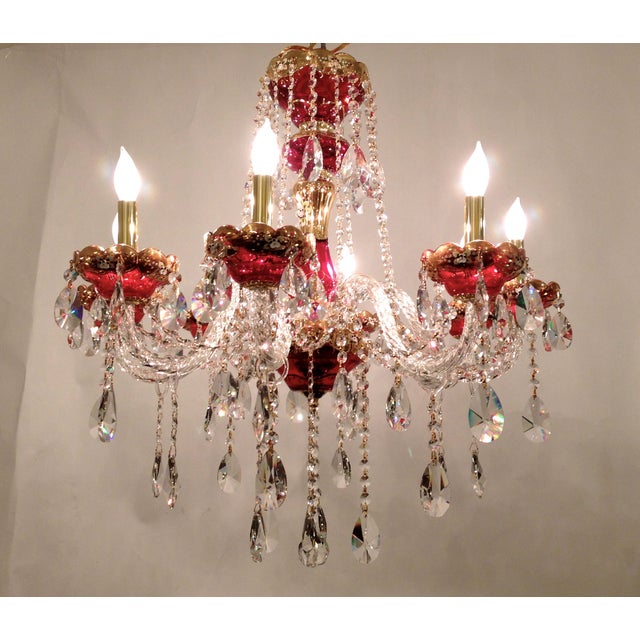 Red Crystal Chandelier | Chairish
