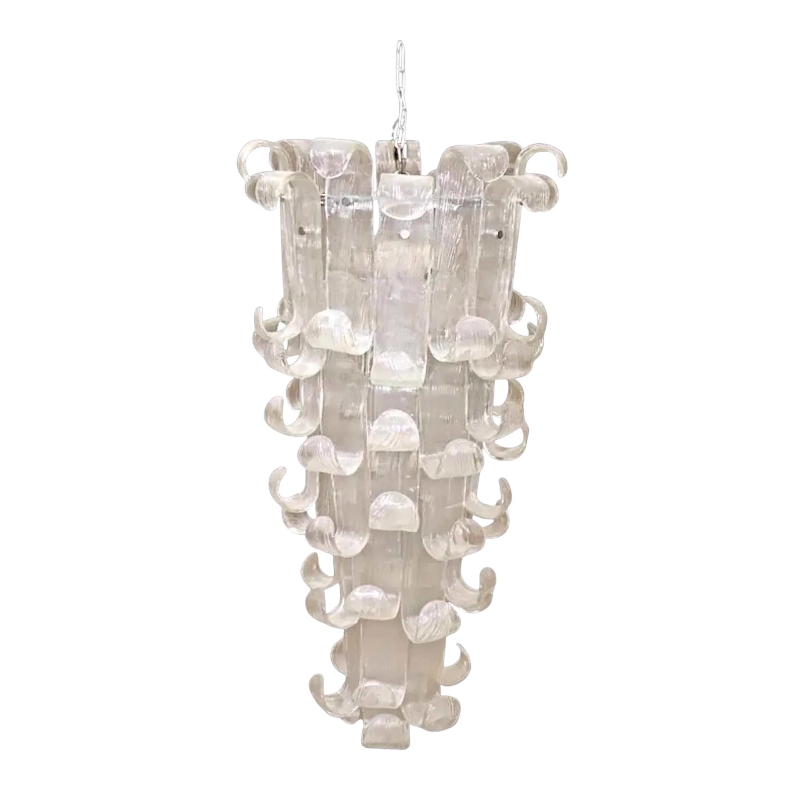 Mid-Century Cascading Glass Chandelier | Chairish