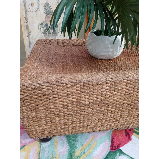 Vintage Coastal Tropical Rectangular Seagrass Coffee Table in the Style ...