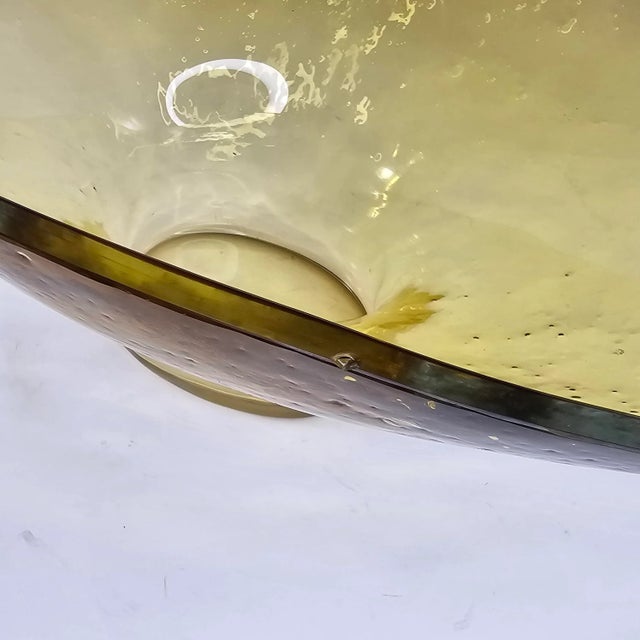 Vintage Pebbled Glass Bowl Large Decorative Pedestal Bubble Recycled ...