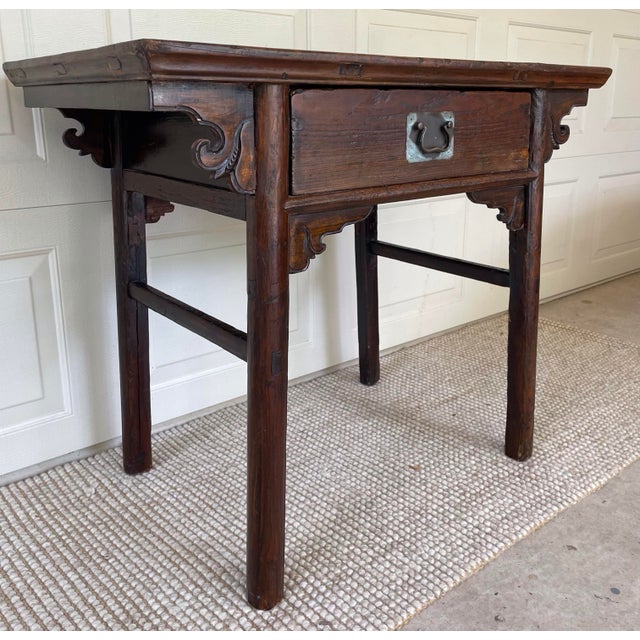 Mid 18th Century Primitive Chinese Elm Scholar’s or Altar Table | Chairish