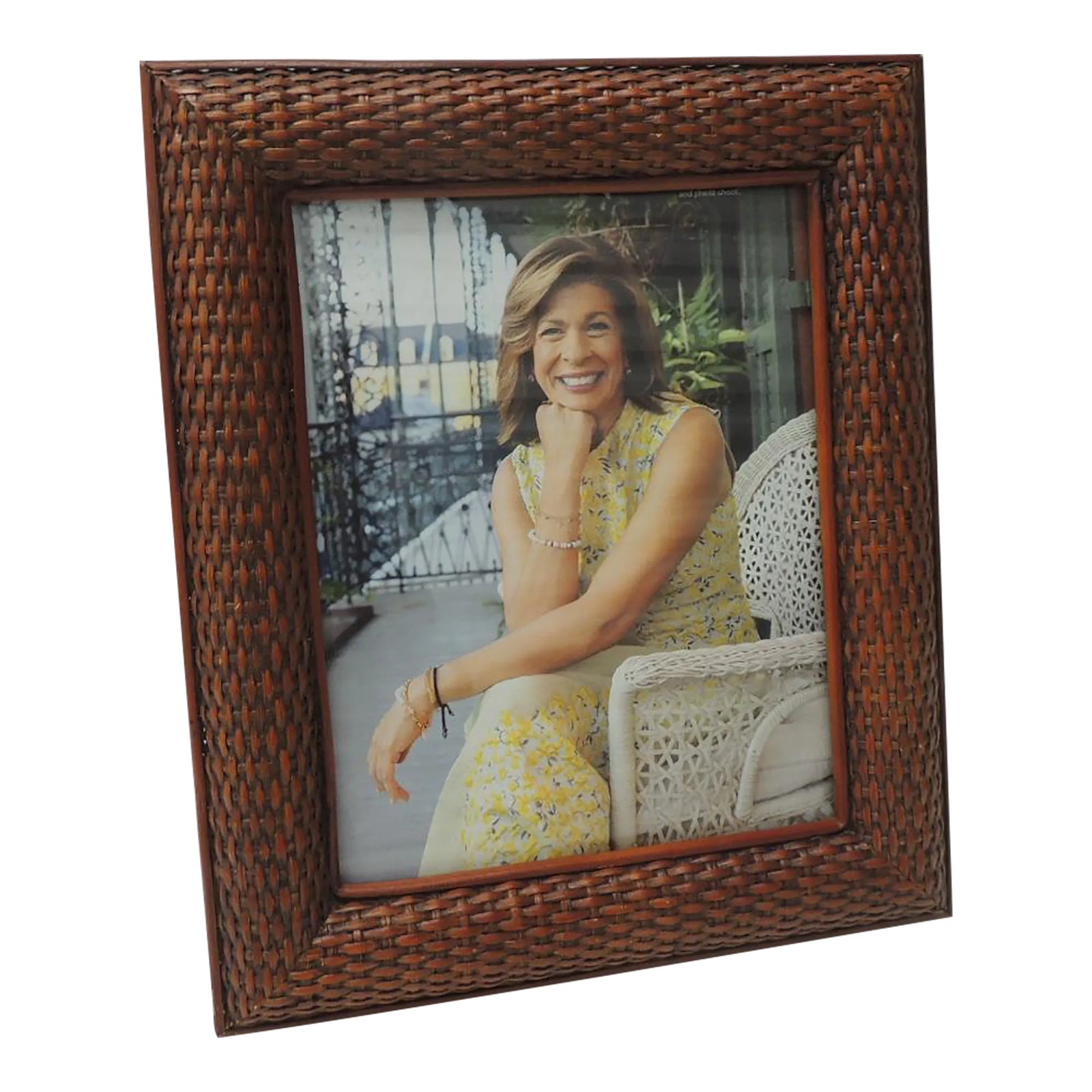 Large Woven Rattan Picture Frame | Chairish