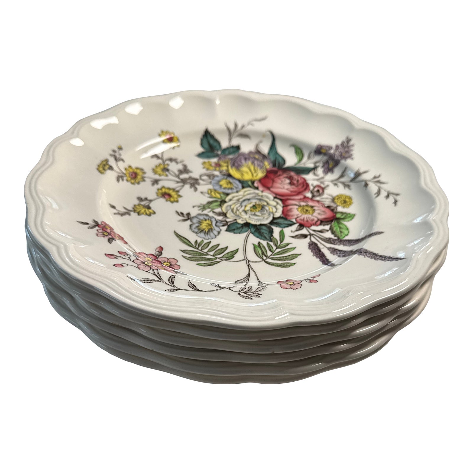 Early 20th Century Copeland Spode “Gainsborough” Set of 6 Dinner Plates ...