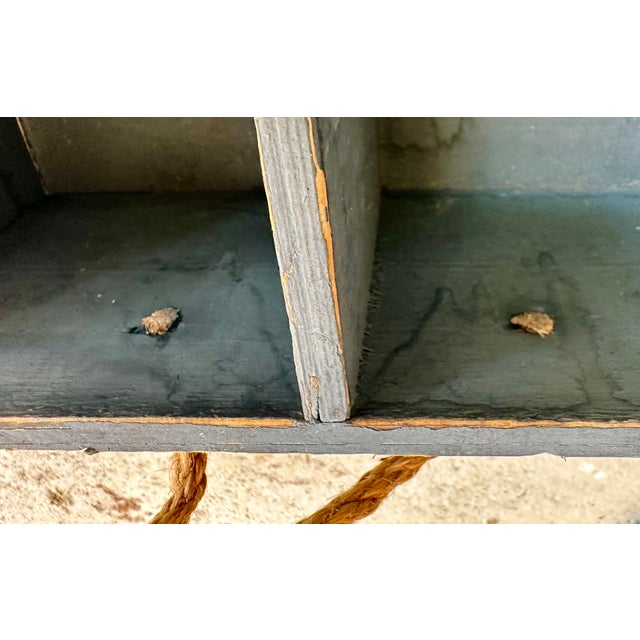 Vintage Style Painted Blue Box With Six Sections and Rope Handles ...