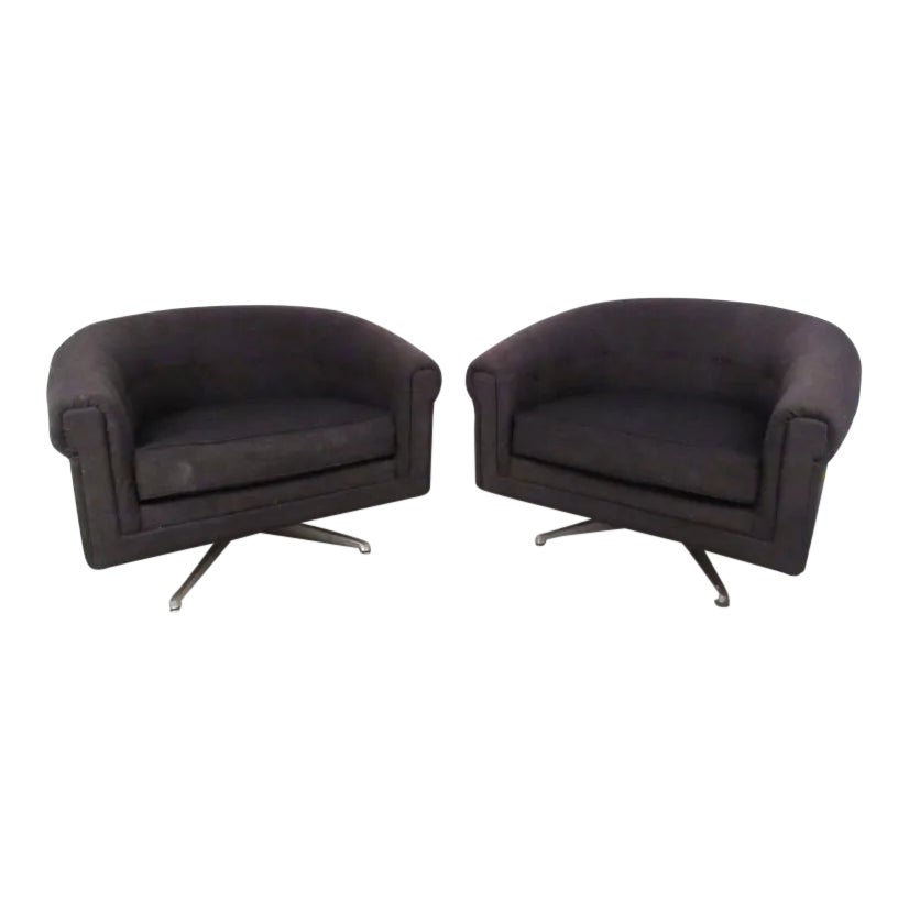 Mid-Century Style Swivel Lounge Chairs by Selig - a Pair | Chairish