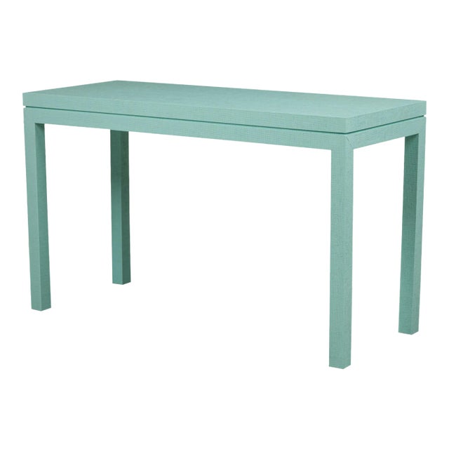 Asian Contemporary Style Turquoise Colored Raffia Wrapped Console Table ...