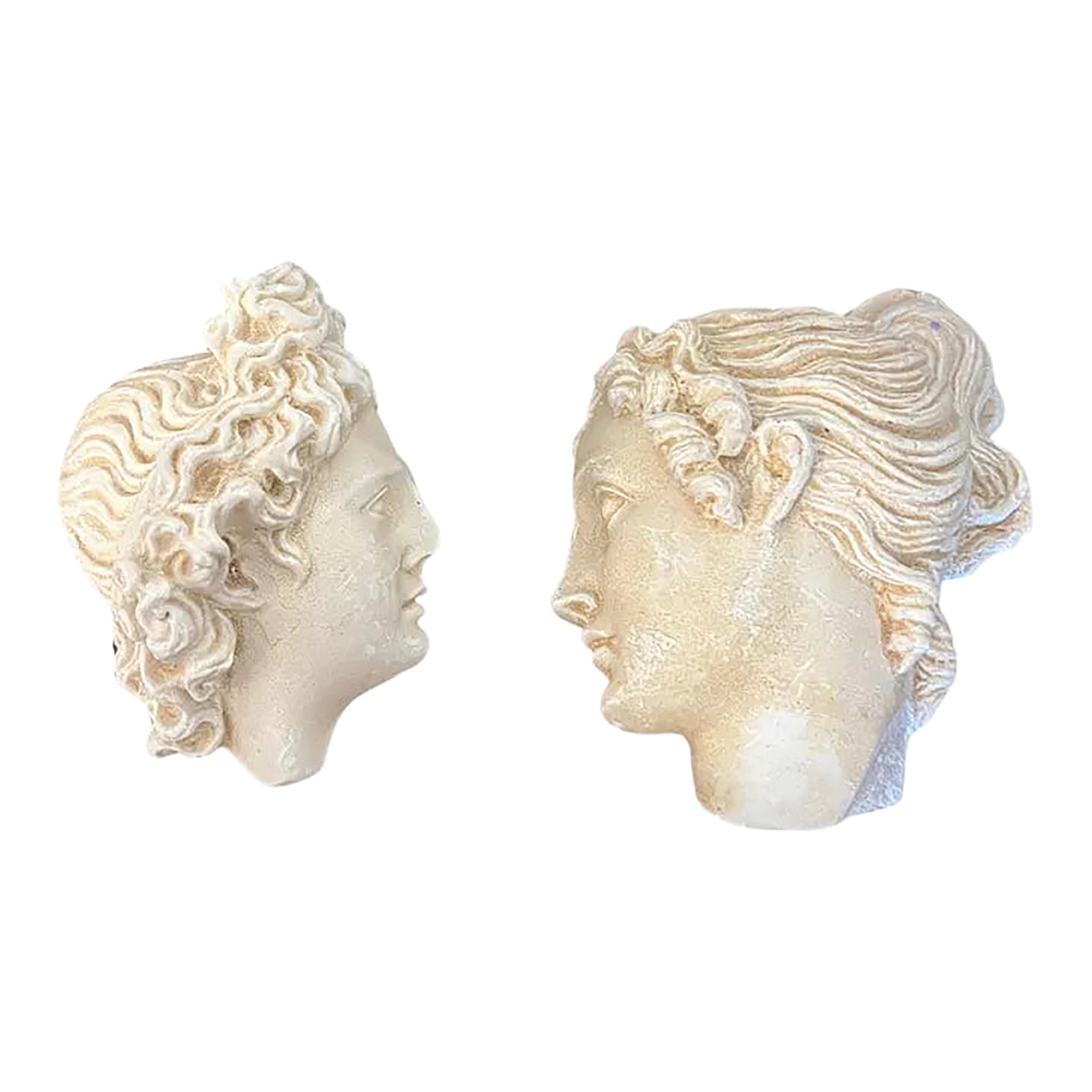 Vintage Small Plaster Greek Head Busts, Bas Relief Sculptures Apollo ...