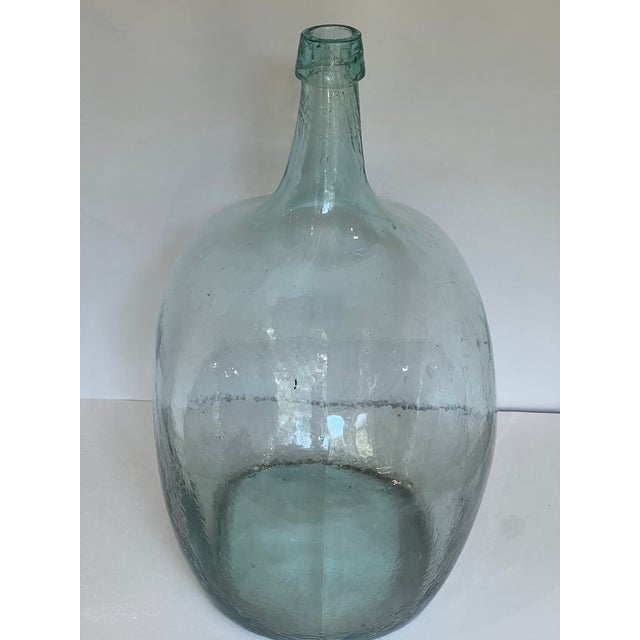 Vintage Light Blue Glass Demijohn Oval Shaped Bottle | Chairish