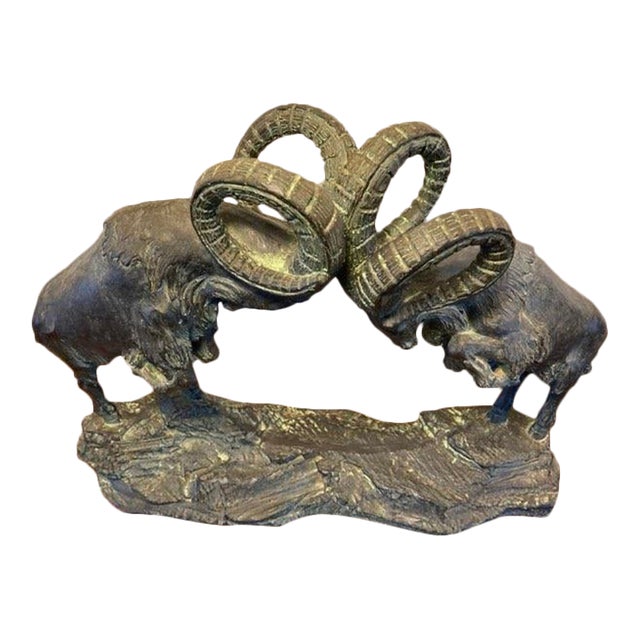 1980s Austin Productions Sculpture, Fighting Rams | Chairish
