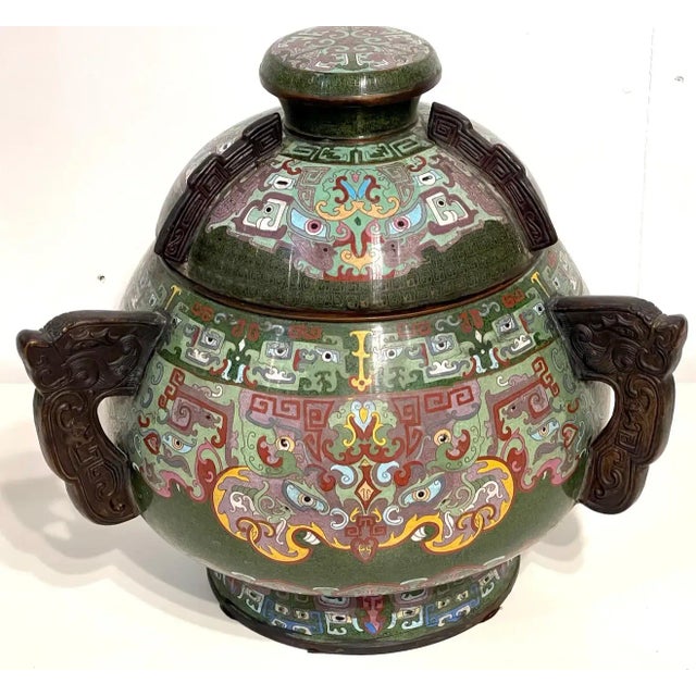 20th Century Chinese Archaic Style Cloisonné Censor | Chairish
