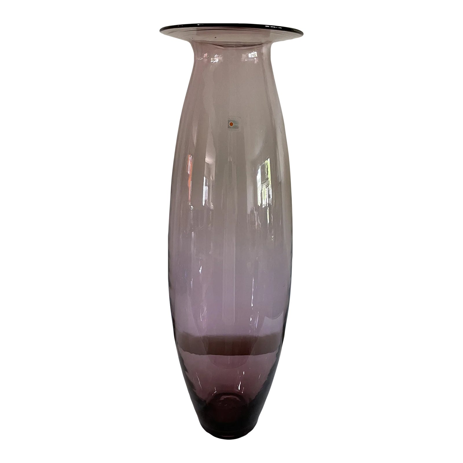 1991 Blenko Pink/Orchid Floor Vase 9021 L | Chairish