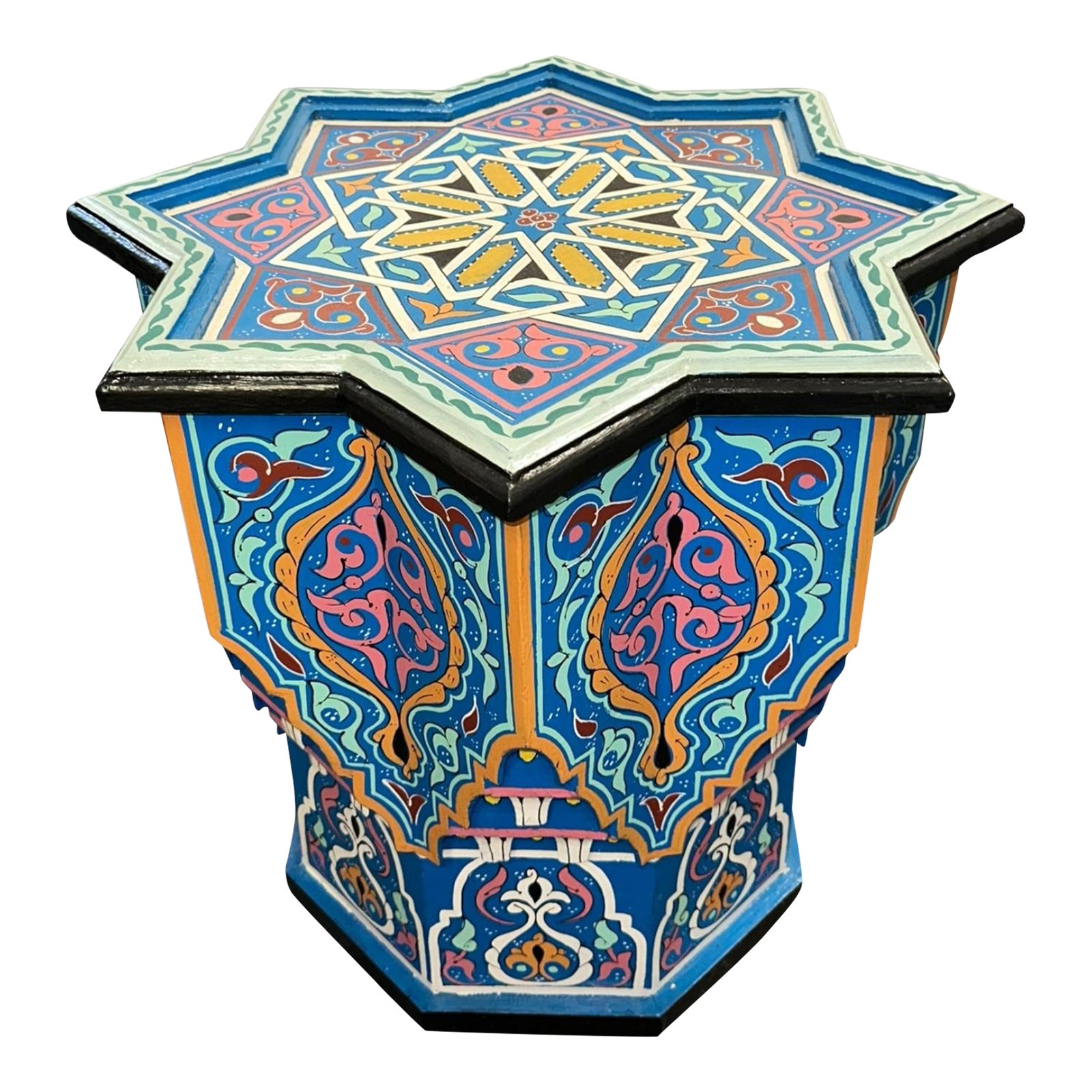 Moroccan Multi-Color Painted Star Table | Chairish