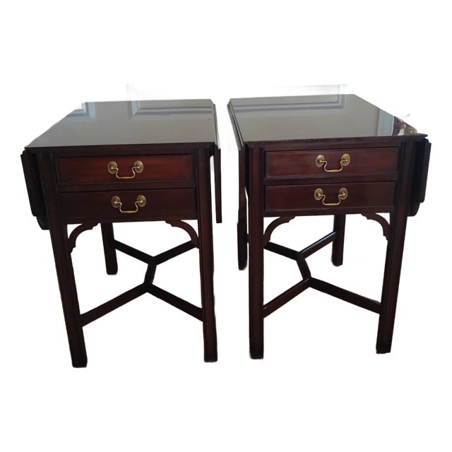1990s Pair of Henkel Harris Pembroke Mahogany End Tables | Chairish