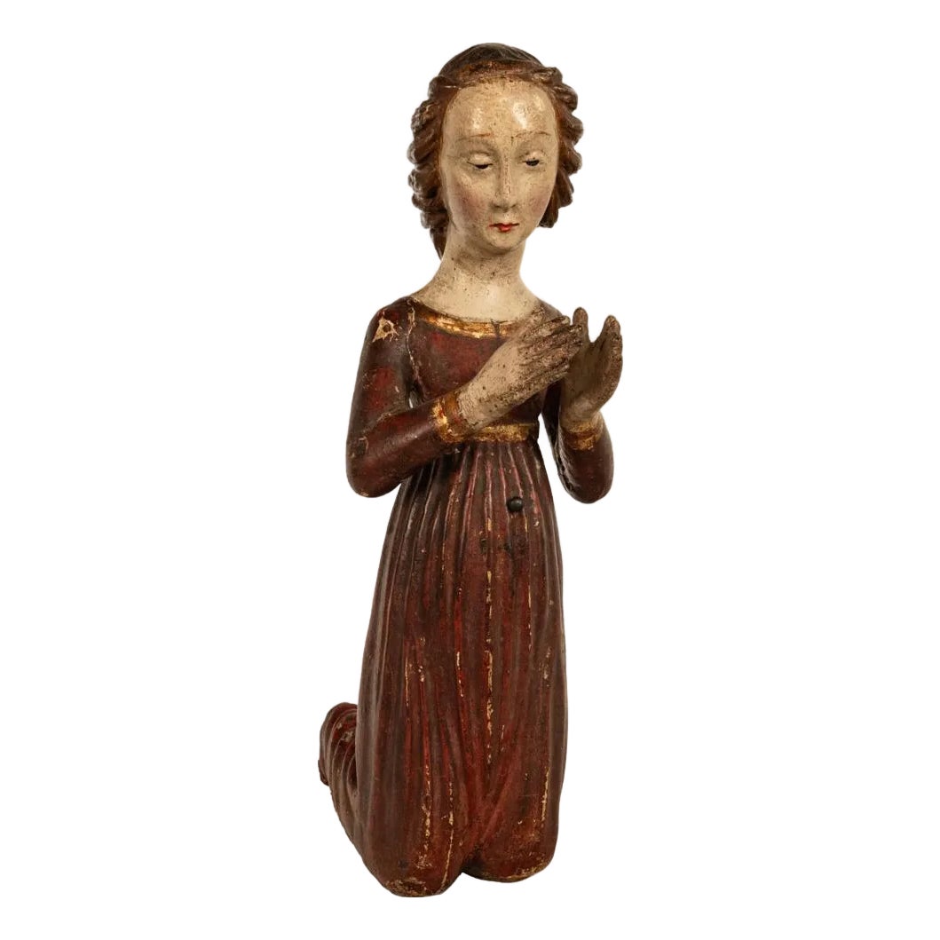 Antique Italian 15th Century Carved Wood Hand-Painted Madonna Statue ...