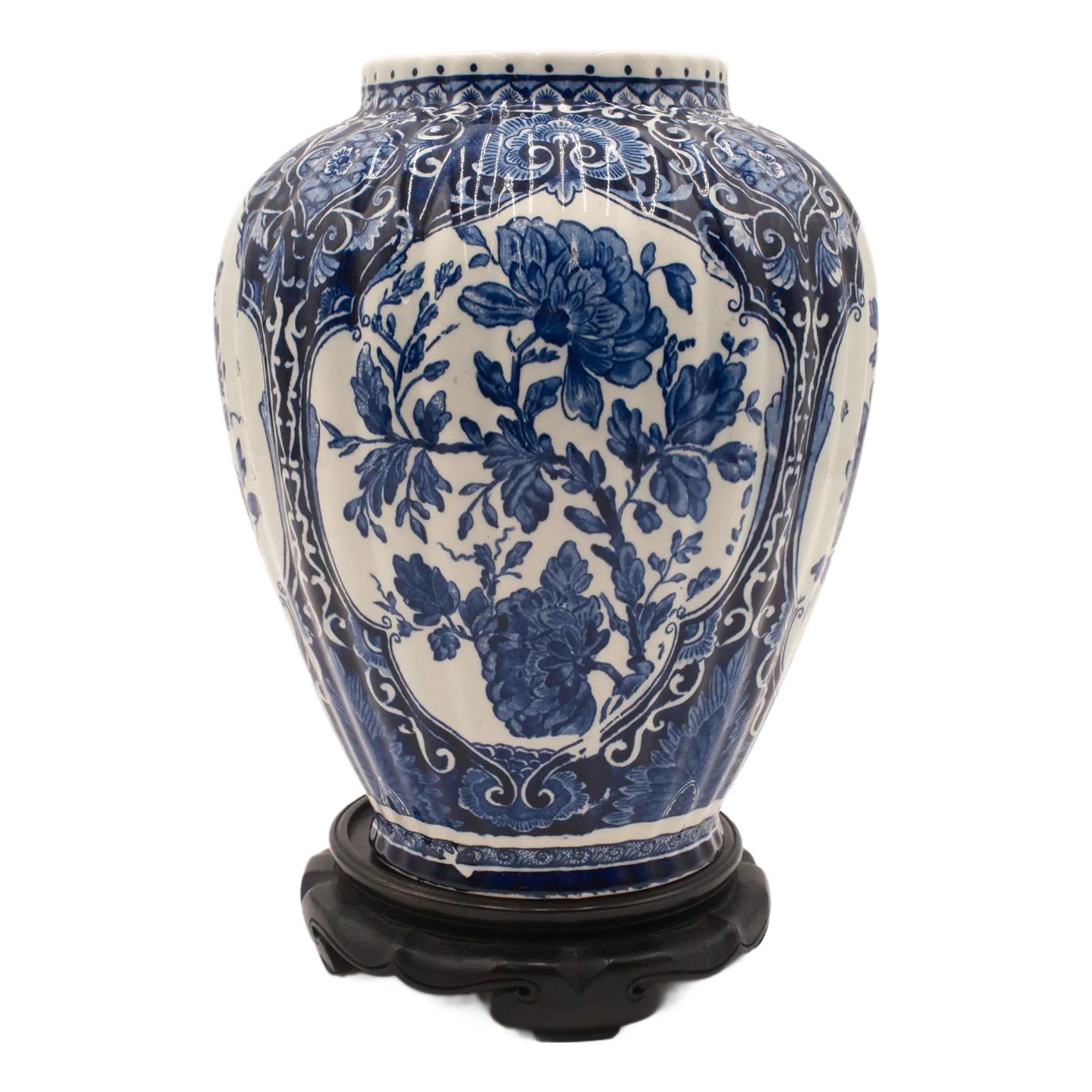 Royal Sphinx English Blue & White Vase on Base | Chairish