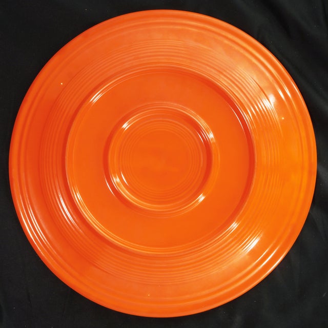 Homer Laughlin Fiesta Ware Chop Plate Uranium Red Orange | Chairish