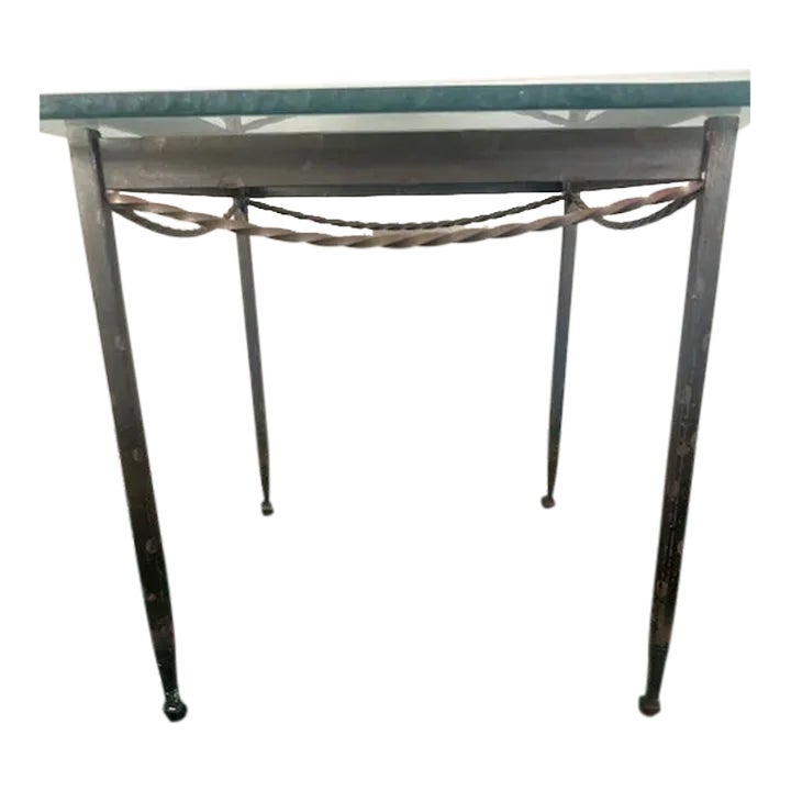 1960s Iron Frame Table With Live Edge Glass Top by Charleston Forge ...