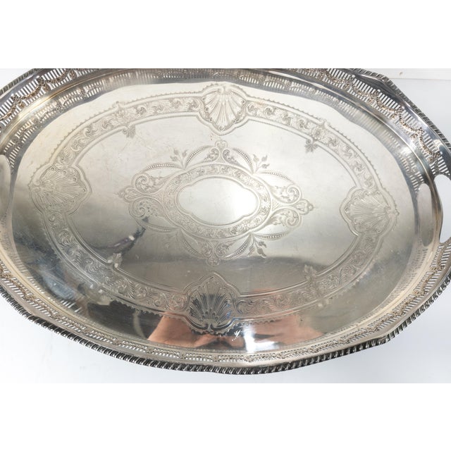 Early 20th Century English Sheffield Silverplate Serving Bar Tray With ...