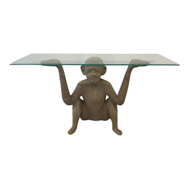1980s Vintage Sculptural Monkey Console Table | Chairish