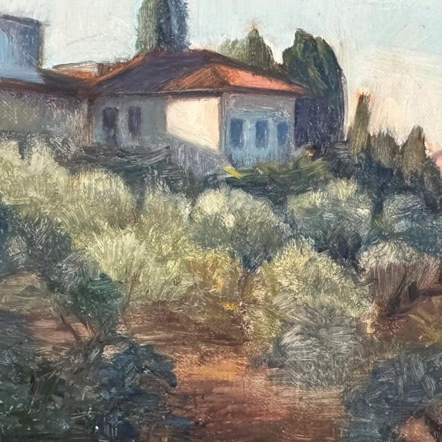 Elyse Gerard, Tuscan Villa, Landscape Oil Painting on Linen Mounted on ...