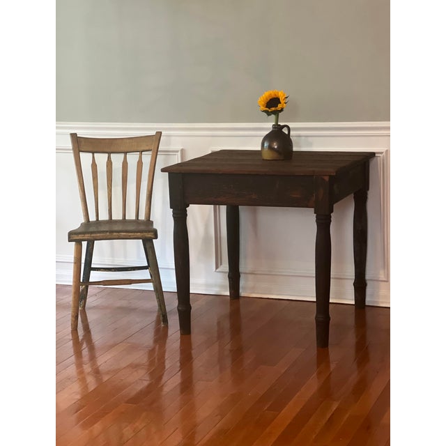 1900s Antique Rustic Black Painted Farmhouse Harvest Work Table | Chairish