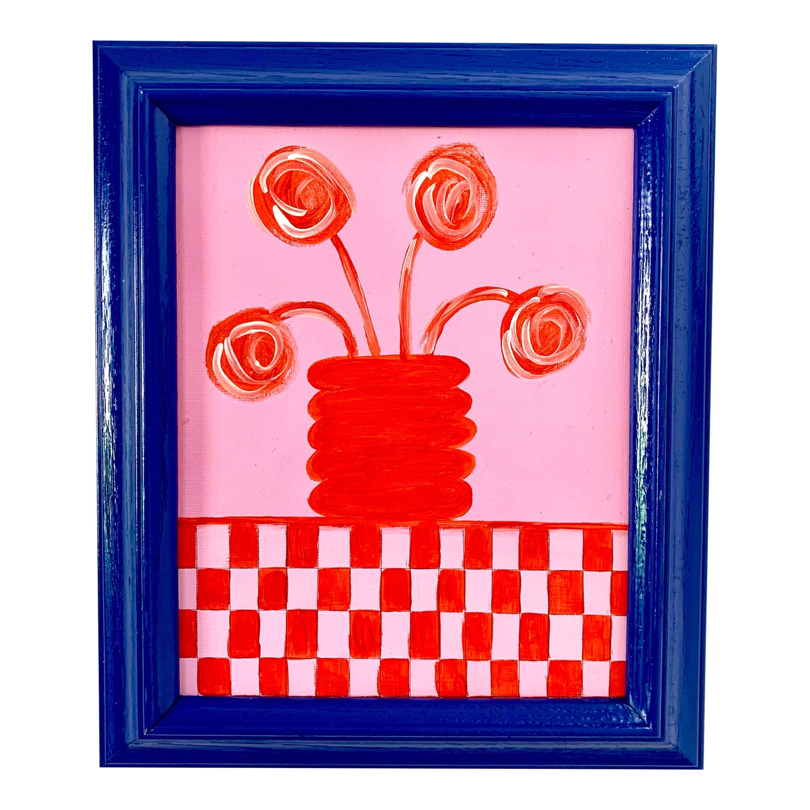 Original Abstract Botanical Still Life Painting, Framed | Chairish