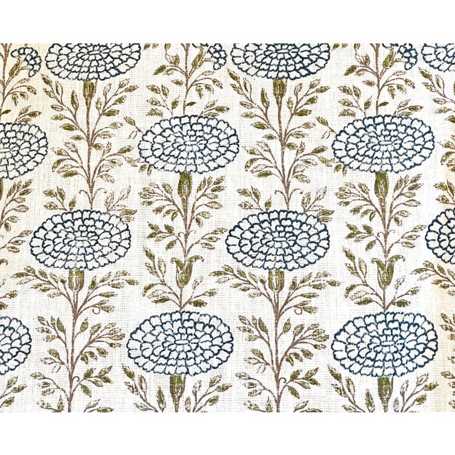 Lisa Fine "Samode" Fabric - Blue on Oyster | Chairish