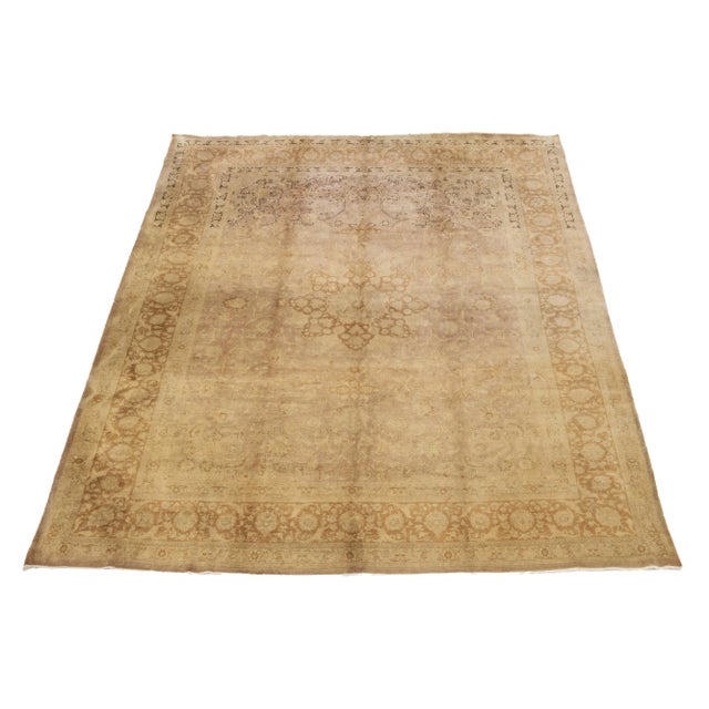 20th Century Persian Tabriz Wool Rug in Tan Color Allover Design | Chairish