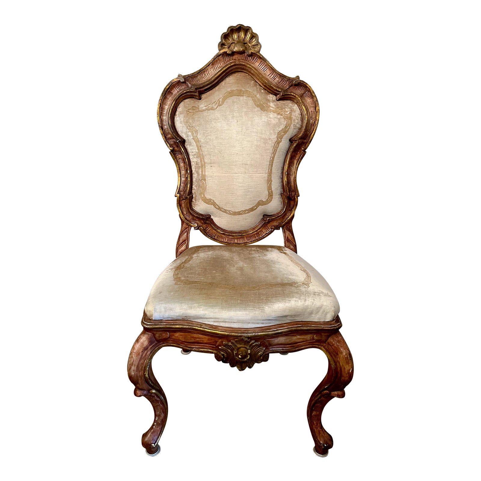 Italian Caved Wood Dining Chairs With Gilt Finish | Chairish