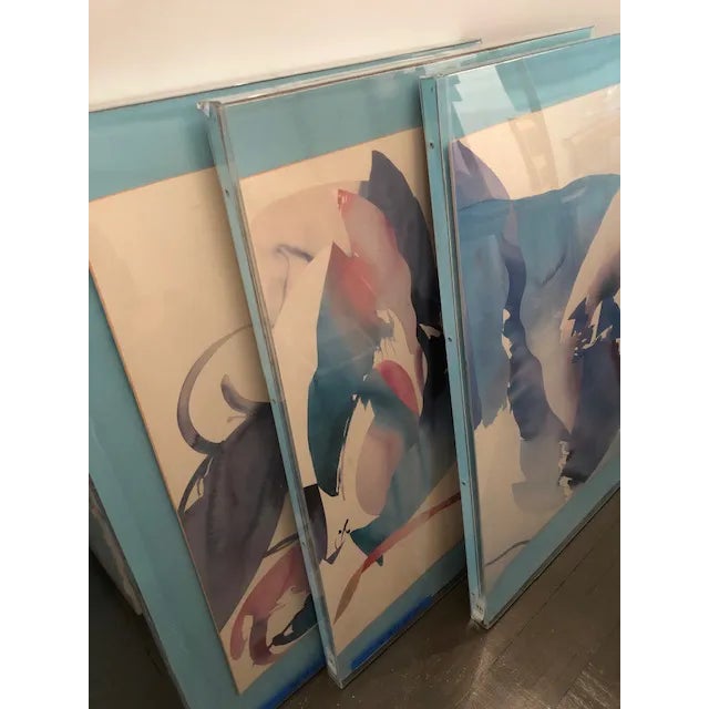 Vintage Abstract Triptych Peter Kitchell 1980's Lithograph Art | Chairish