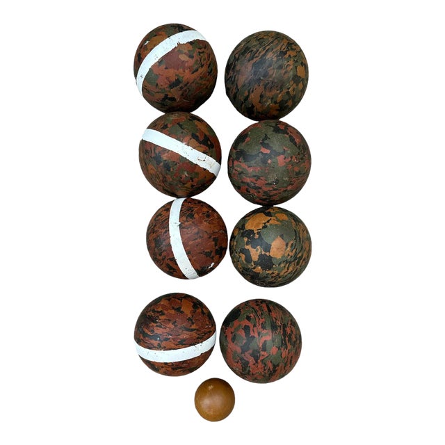 Vintage Italian Bocce Ball Set in Mottled Camouflage Pattern and Earthy ...
