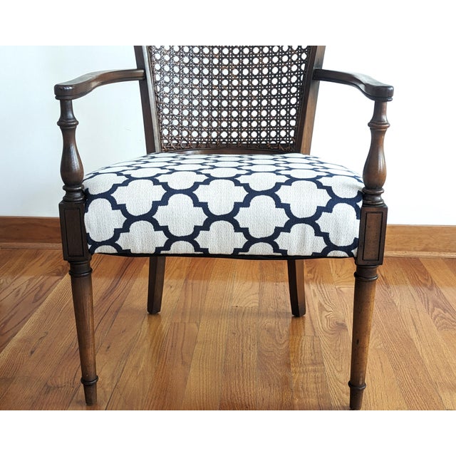 Mid-Century High Back Cane Arm Chair | Chairish