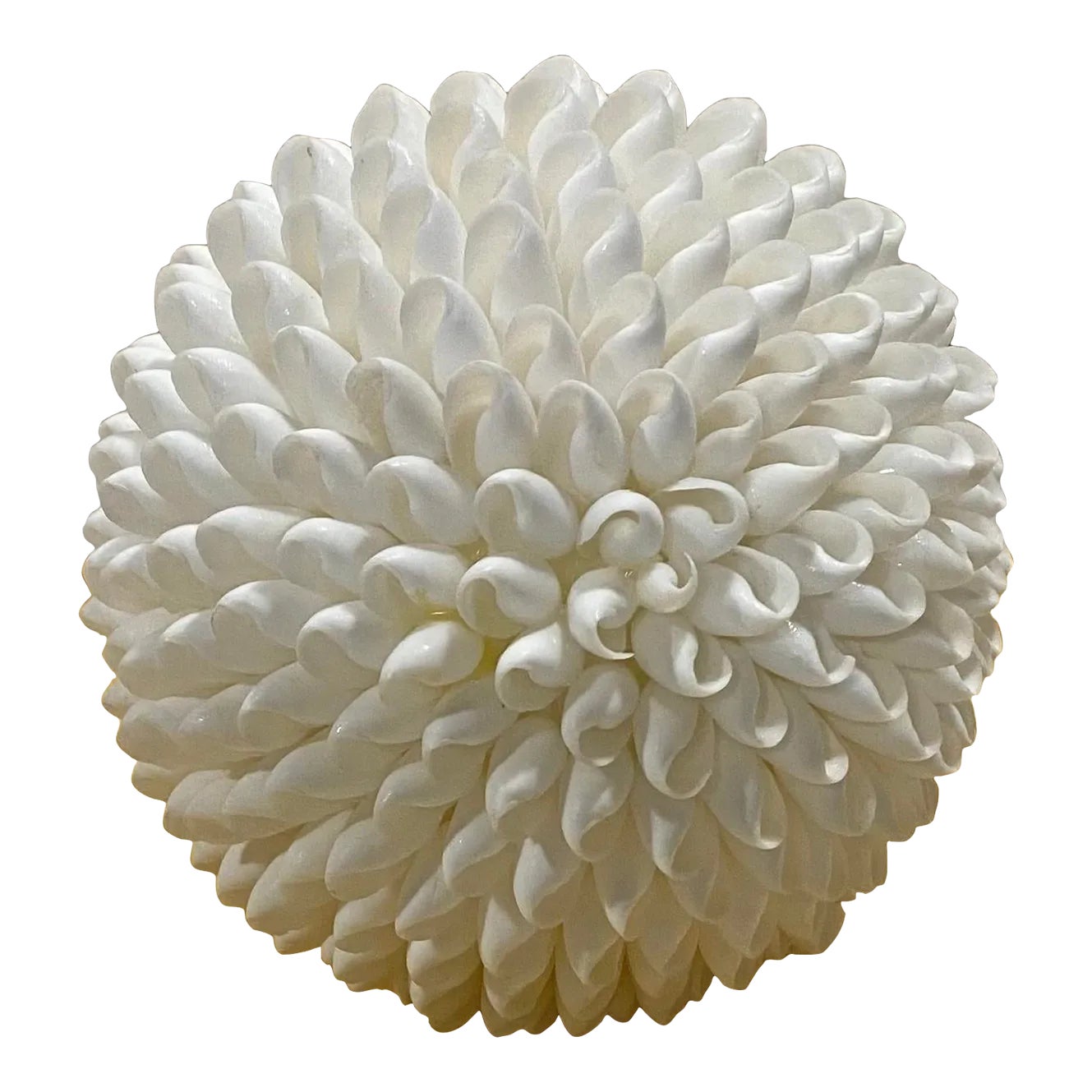 1990’s White Sea Shell Decorative Ball | Chairish