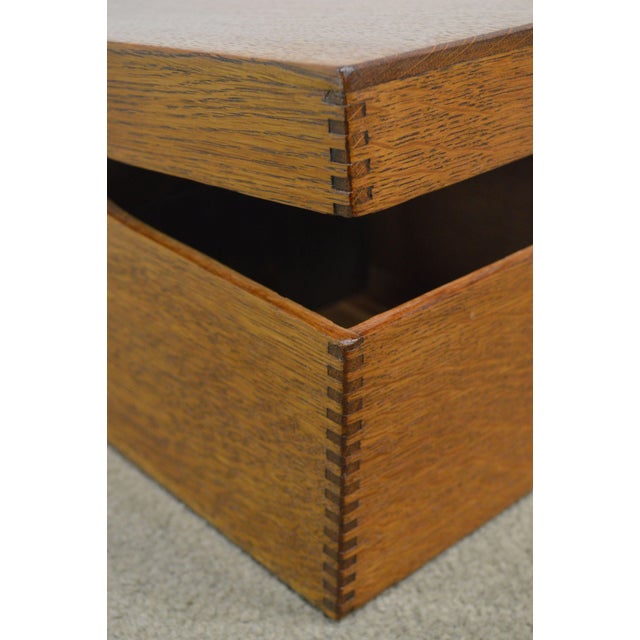 Antique Oak Desktop Library Card File Box | Chairish