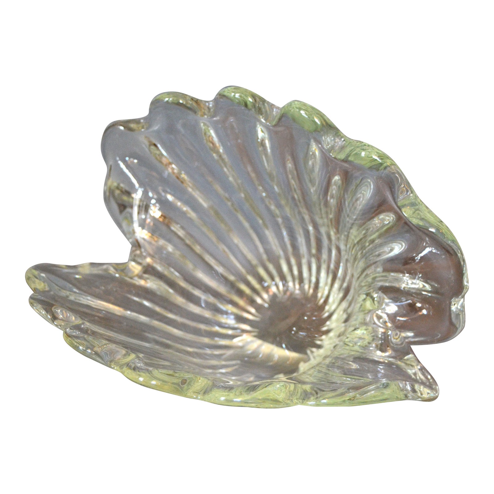 Archimede Seguso Hand Blown Clear Murano Glass Clam Shell Centerpiece ...