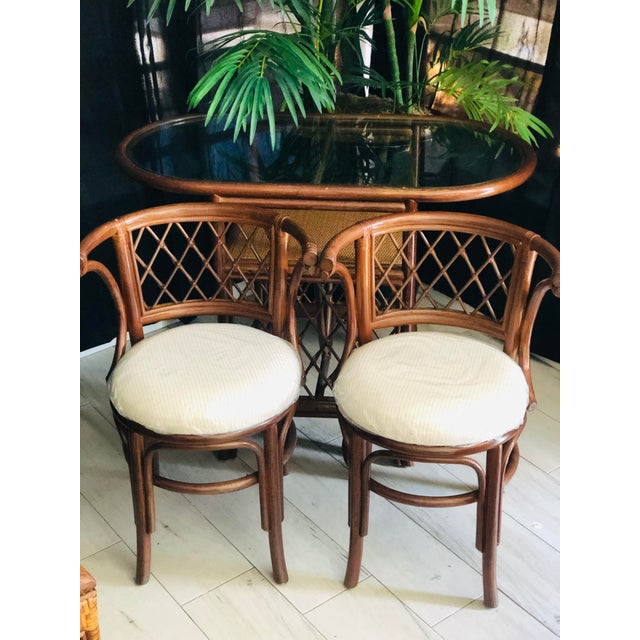 Vintage Boho Chic Bamboo/Rattan Dining Set - 3 Pieces | Chairish