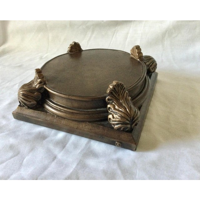 Late 20th Century Low Greek Column Pedestal With Acanthus Leaves | Chairish