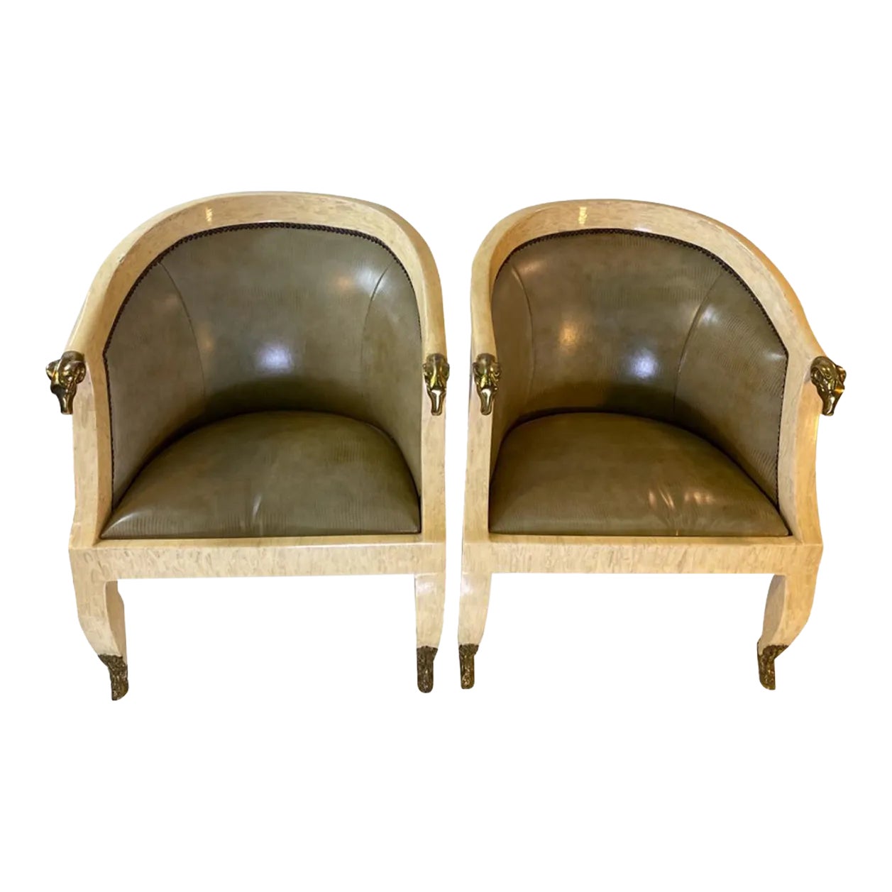 1970s Enrique Garcel Rams Head Club Chairs - A Pair | Chairish