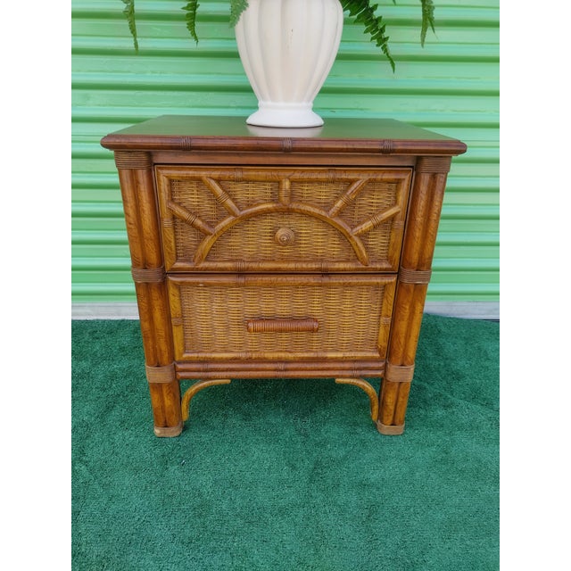 Vintage Henry Link Faux Bamboo Single 2 Drawer Nightstand | Chairish