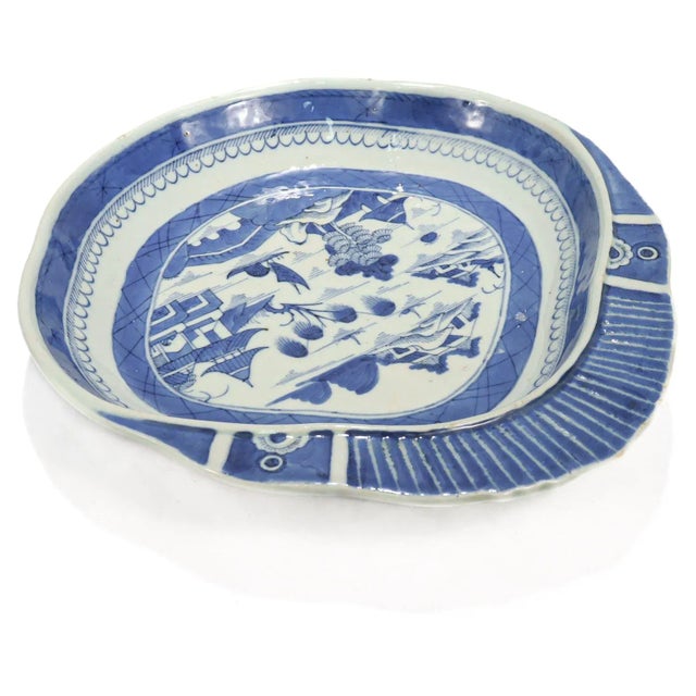 Antique Blue & White Canton Pattern Chinese Export Porcelain Shrimp ...