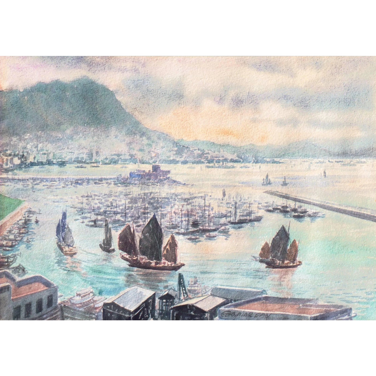 'View of Victoria Peak, Hong Kong' by George Marzan | Chairish