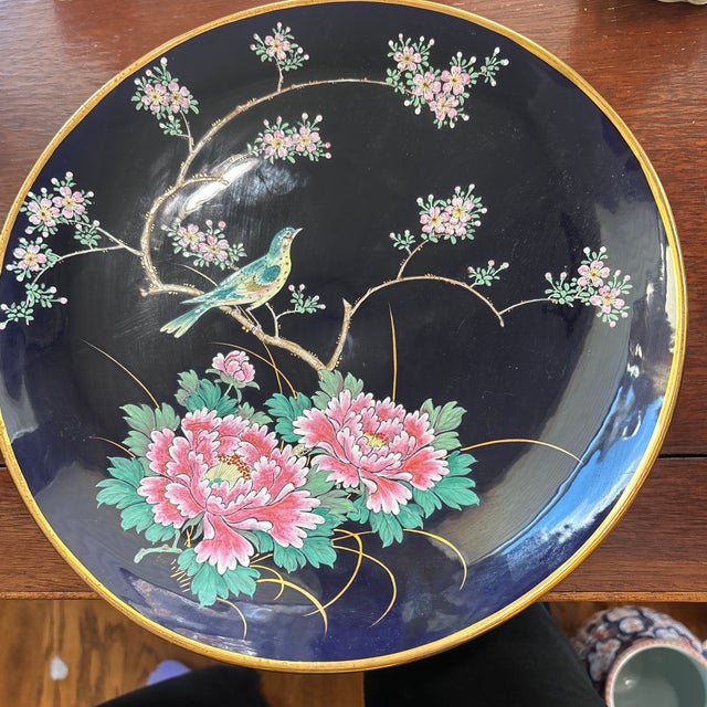 1950s Hand Painted Japanese Charger Signed by the Artist | Chairish