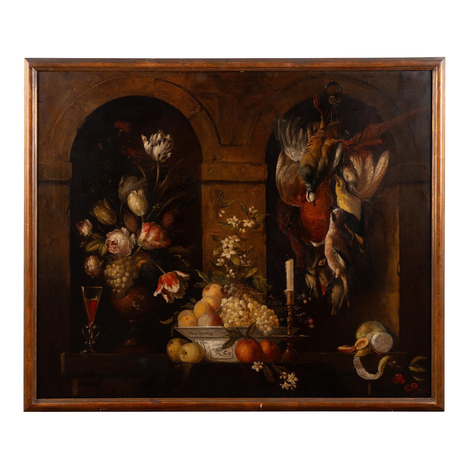 19th Century Large Dutch Oil on Canvas Still Life, Dated 1848 | Chairish