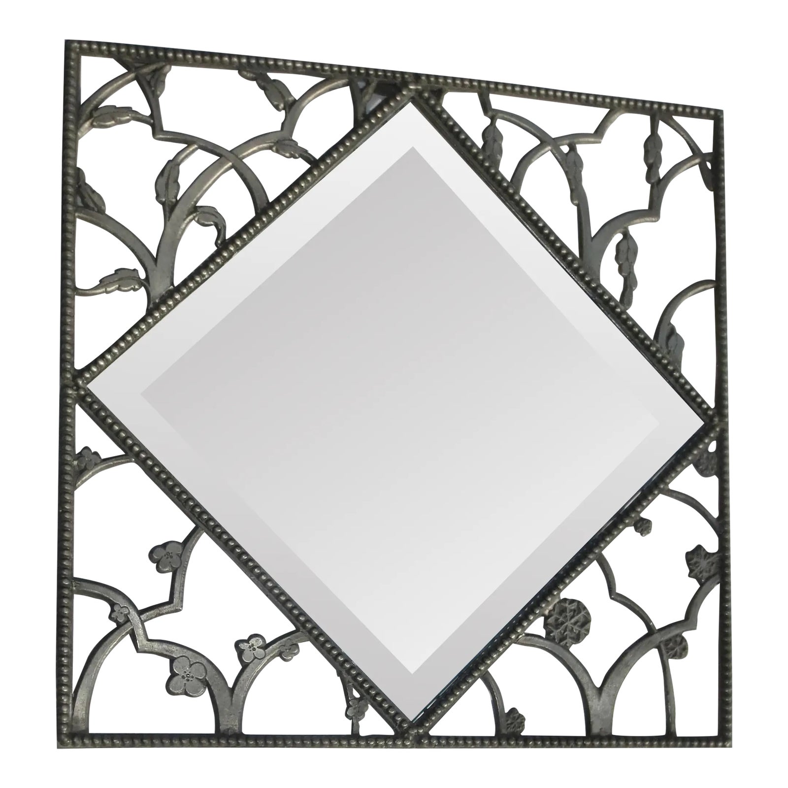 Chlada Pewter Art Deco Mirror Frame 4 Seasons | Chairish