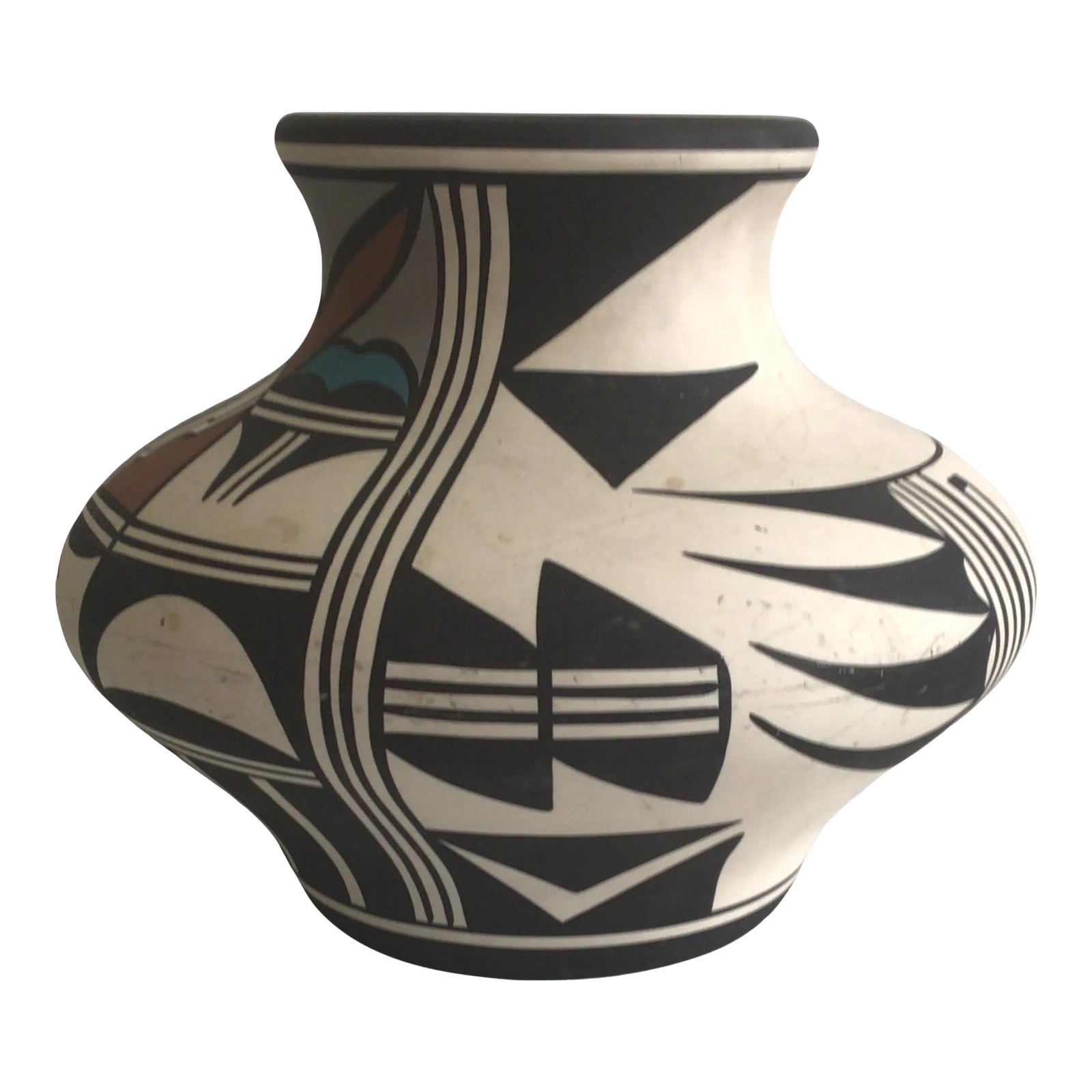 1970s Hand-Painted Native American Vase | Chairish