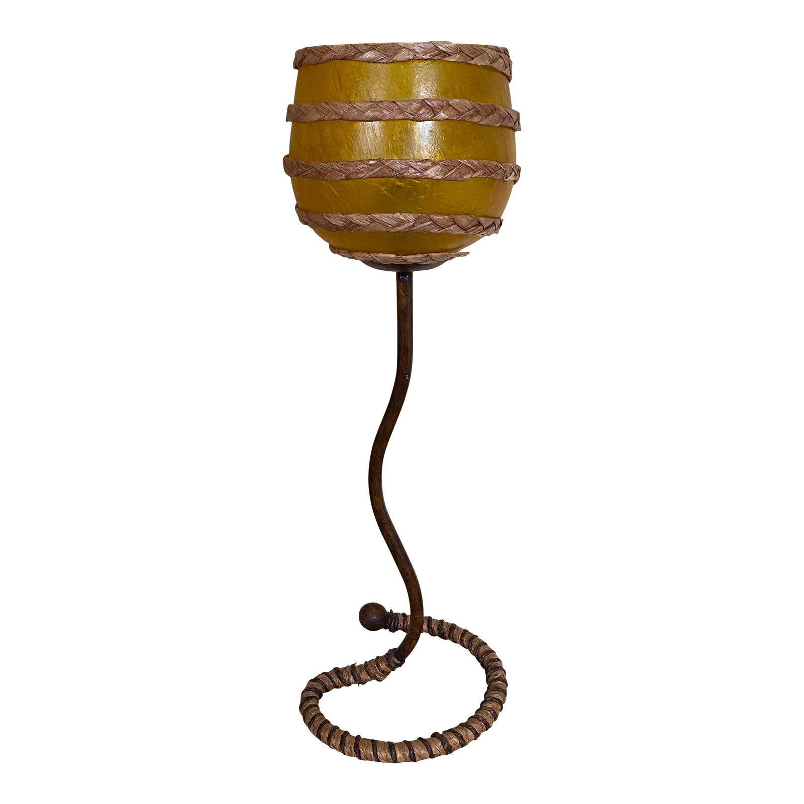 Vintage Japanese Tarogo Squiggle Rope Style Lamp With Fiberglass Shade ...