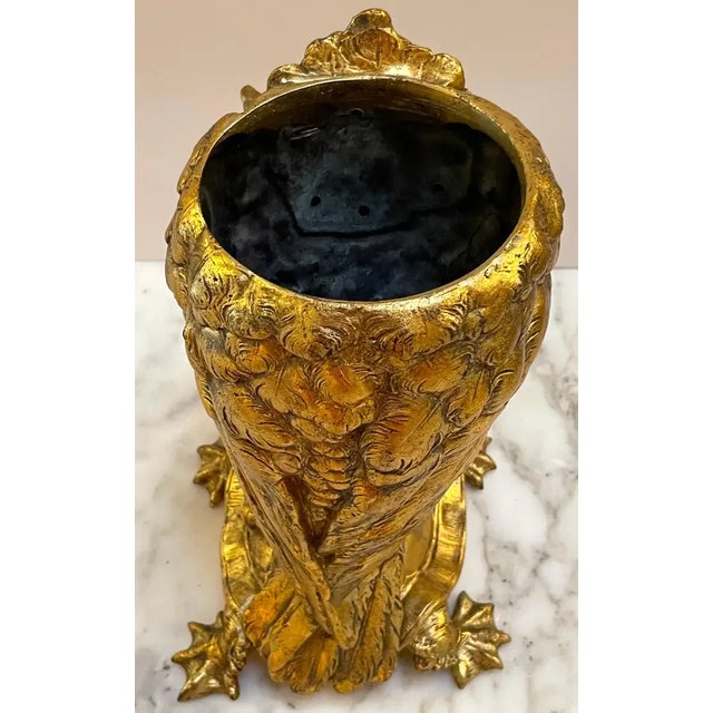 Aesthetic Gilt Metal Cockatoo & Turtle Figural Cachepot | Chairish