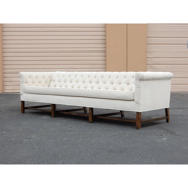 Pair of Matching Mid-Century Modern Tufted Tuxedo Sofas | Chairish