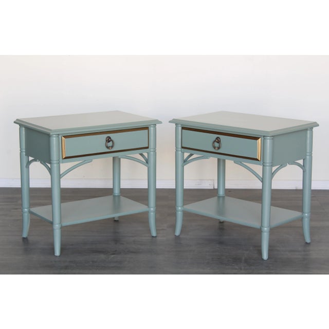 Pair of Mid Century Light Green Side Tables | Chairish